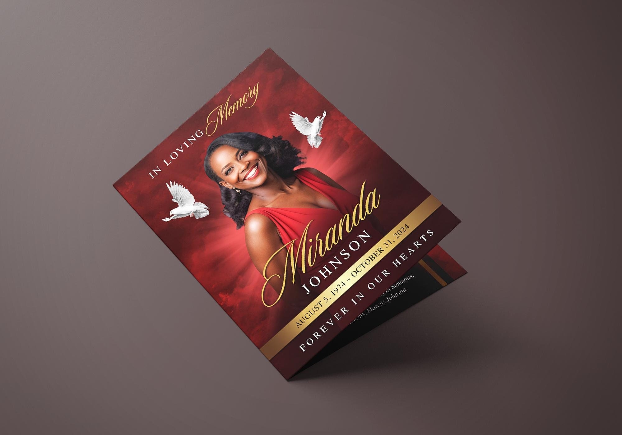 Maroon Red Funeral Program (8 Pages) in Loving Memory Obituary Program ...