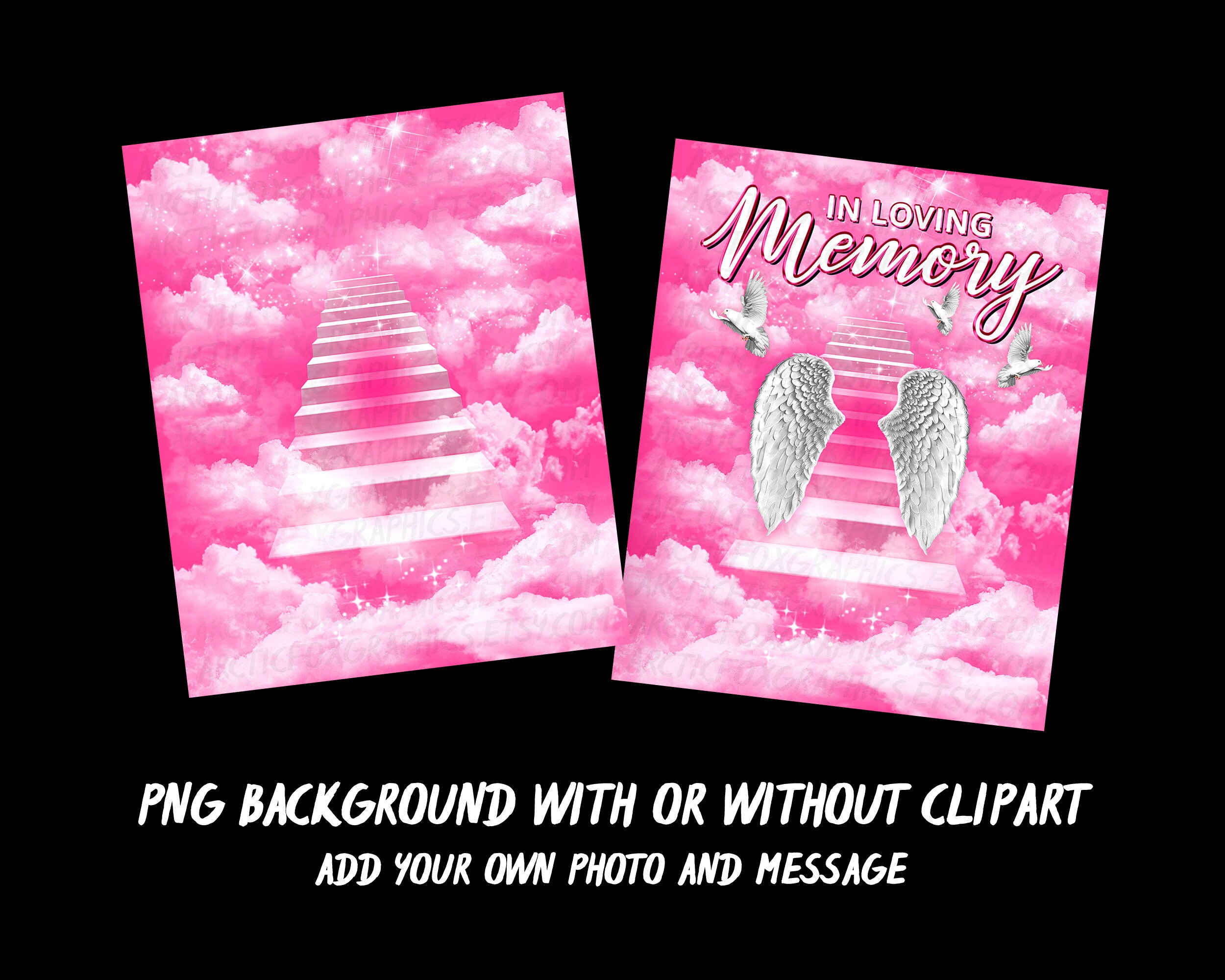 In Loving Memory PNG, Pink Sky Heaven Stairway Memorial Background for ...