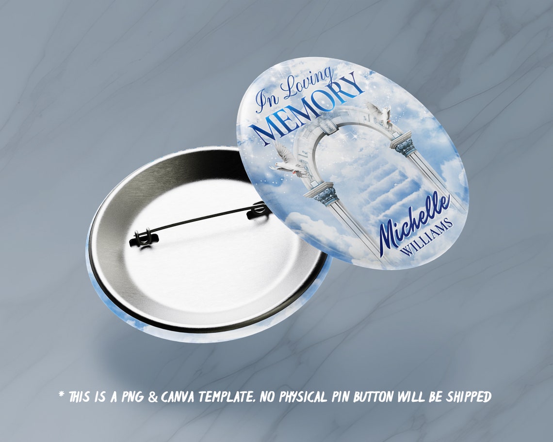 In Loving Memory Pin Button Canva Template, Memorial Button Pin ...