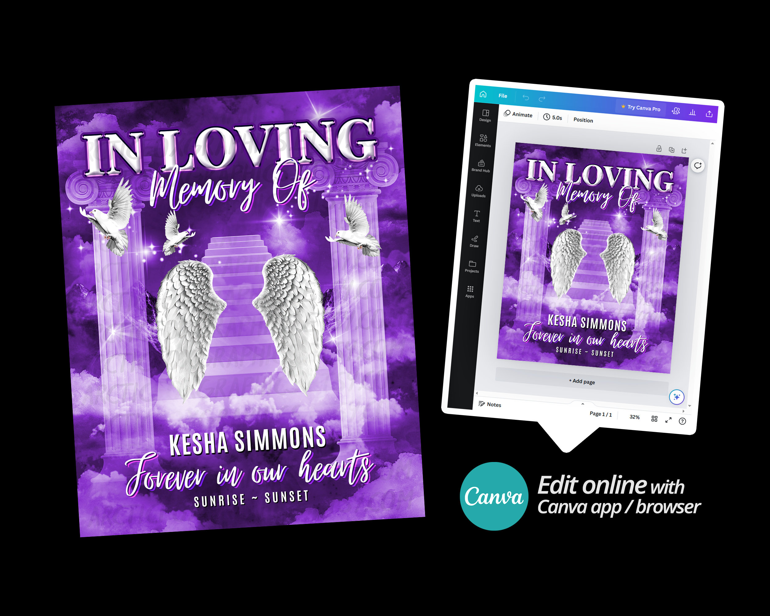 In Loving Memory PNG, Purple Sky Heaven Stairway Memorial Background ...