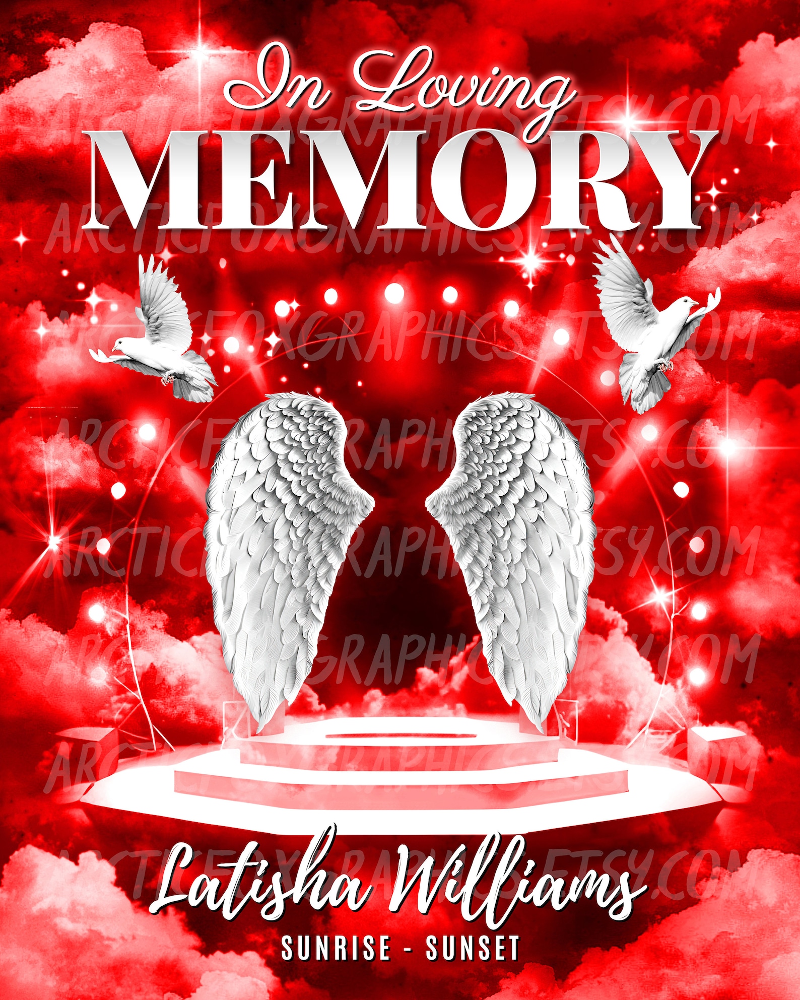 In Loving Memory PNG, Red Sky Heaven Stage Memorial Background for ...