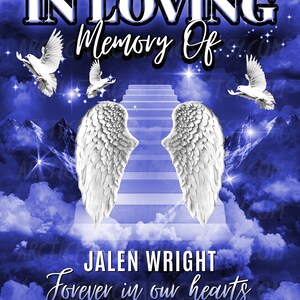 In Loving Memory PNG, Blue Sky Heaven Stairway Memorial Background for ...