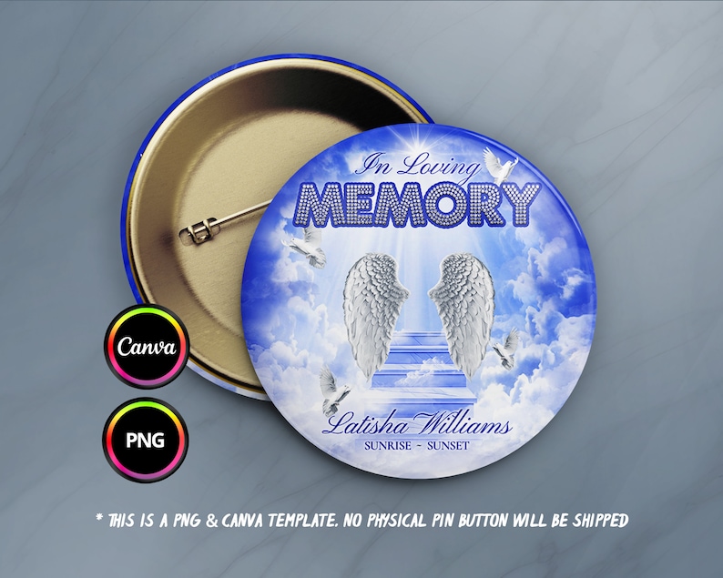In Loving Memory Pin Button Canva Template Memorial Button - Etsy