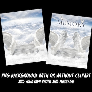 In Loving Memory PNG, Blue Sky Heaven Staircase Memorial Background for ...