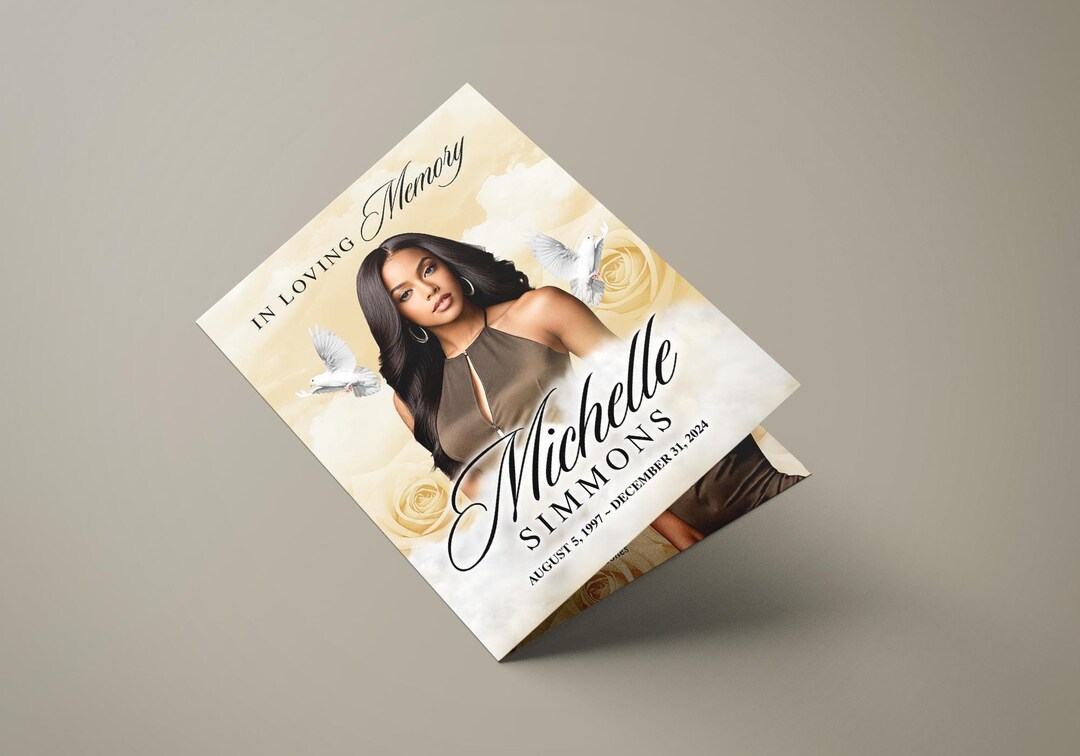 Beige Roses Funeral Program (8 Pages) Celebration of Life Obituary ...