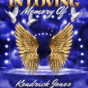 In Loving Memory PNG, Gold Blue Sky Heaven Memorial Background for ...