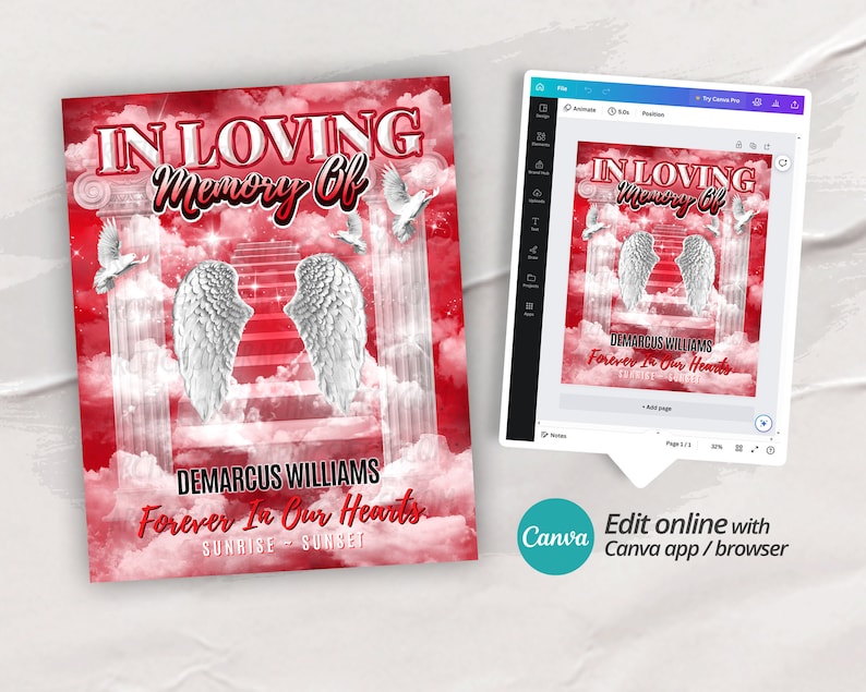 In Loving Memory PNG, Red Sky Heaven Stairway Memorial Background for ...