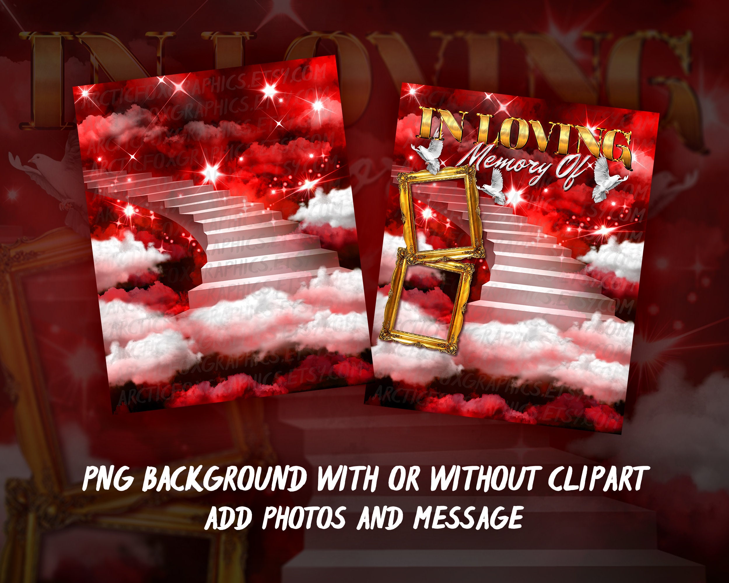 In Loving Memory PNG, Gold Red Sky Heaven's Stairway Memorial ...