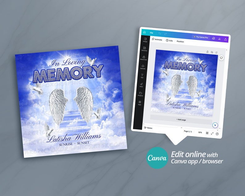 In Loving Memory Pin Button Canva Template Memorial Button - Etsy