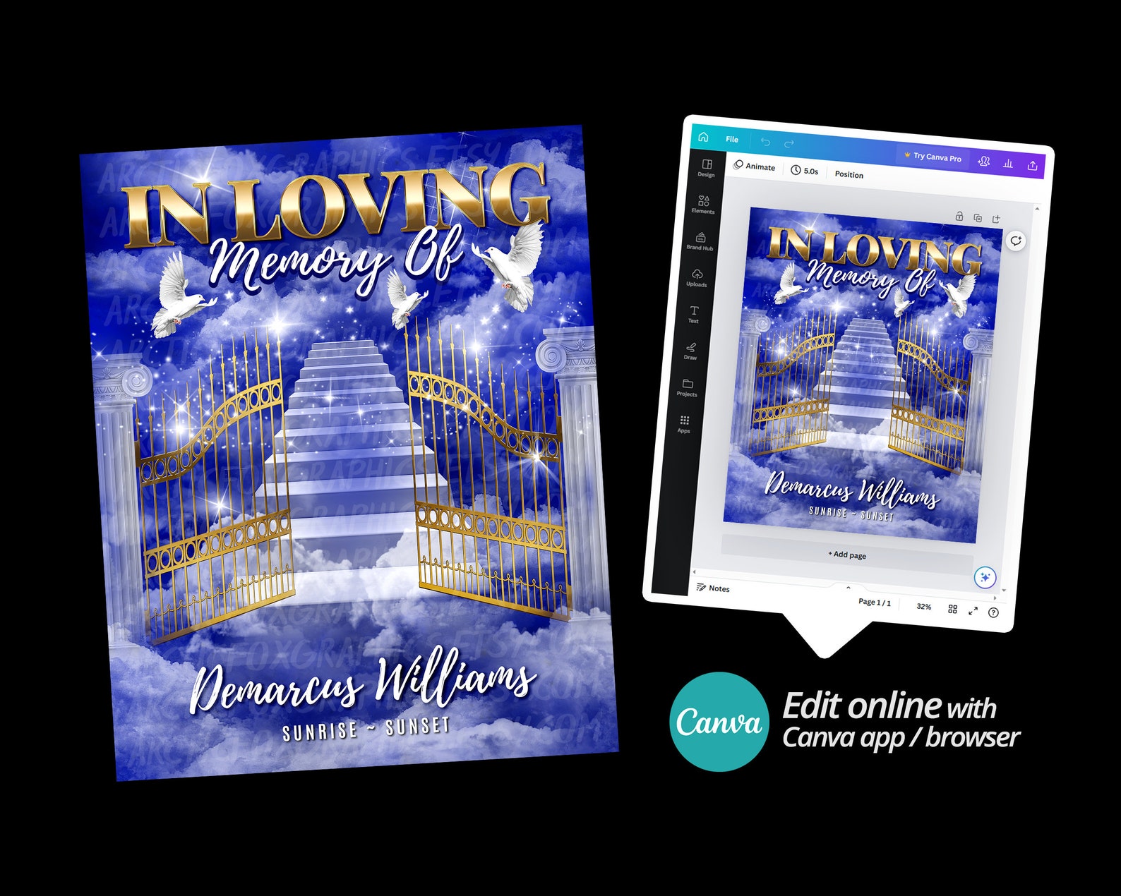 In Loving Memory PNG, Blue Sky Heavens Gate Memorial Background for ...