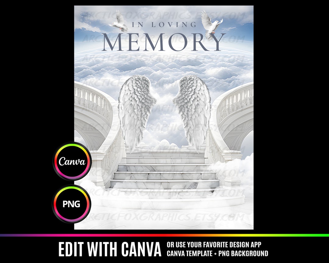 In Loving Memory PNG, Blue Sky Heaven Staircase Memorial Background for ...