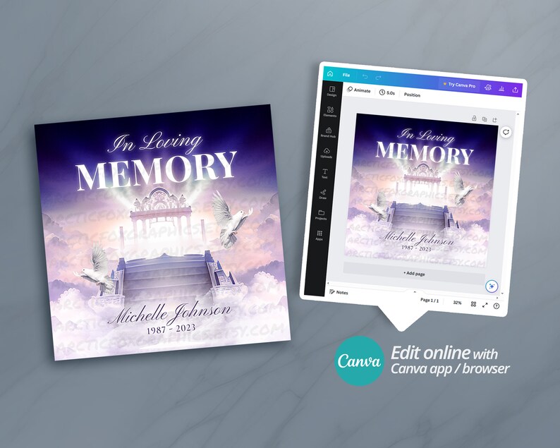 In Loving Memory Pin Button Canva Template, Memorial Button Pin ...