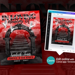 In Loving Memory PNG, Red Sky Stairway to Heaven Memorial Background ...