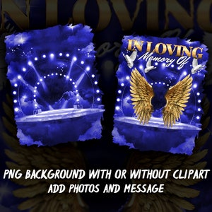 In Loving Memory PNG, Gold Blue Sky Heaven Memorial Background for ...
