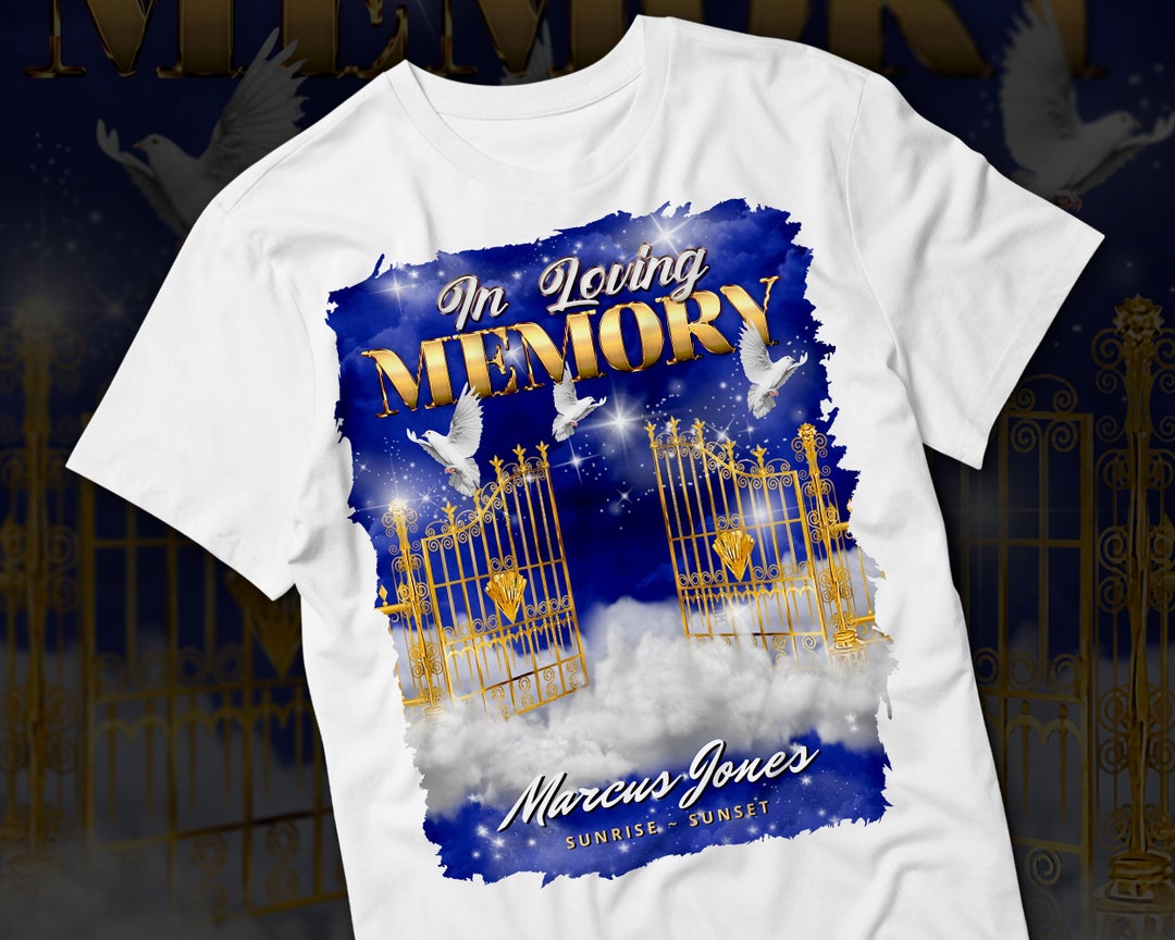 In Loving Memory PNG, Royal Blue Gold Heaven's Gate Memorial Background ...