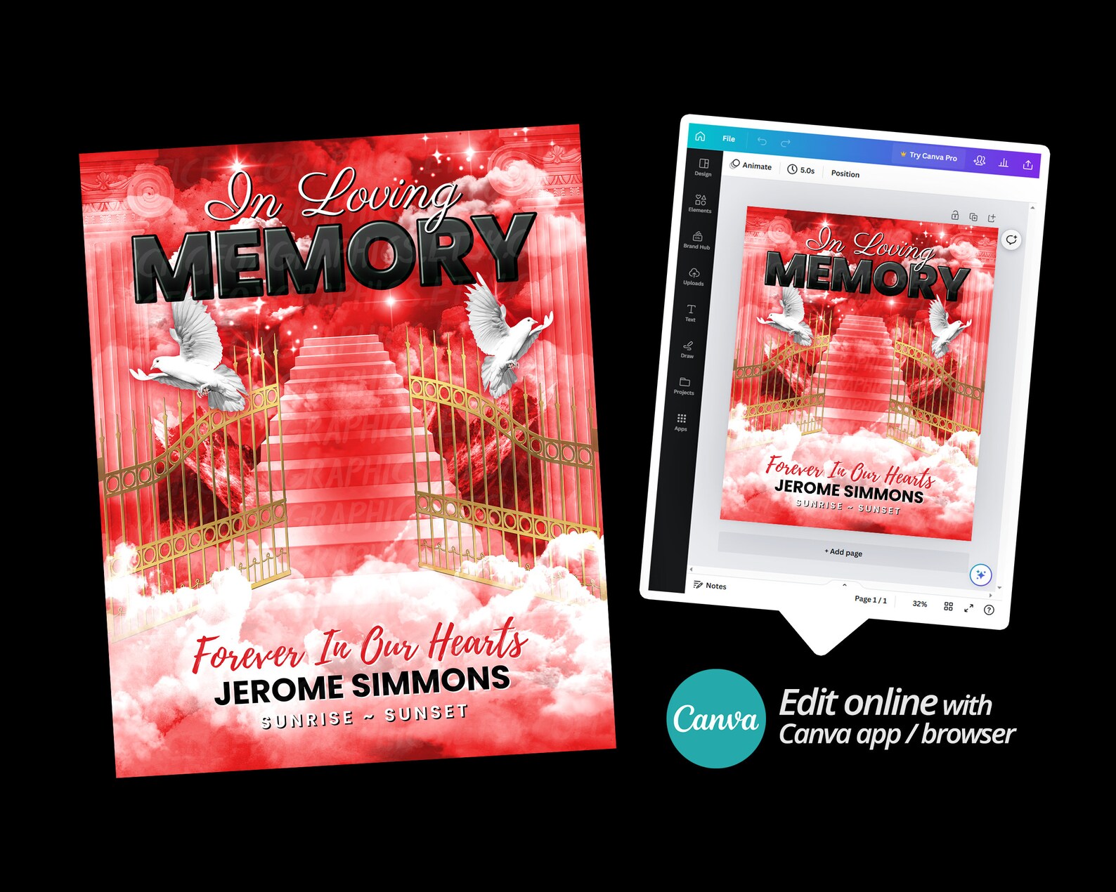 In Loving Memory PNG, Red Sky Heaven's Gate Memorial Background for ...