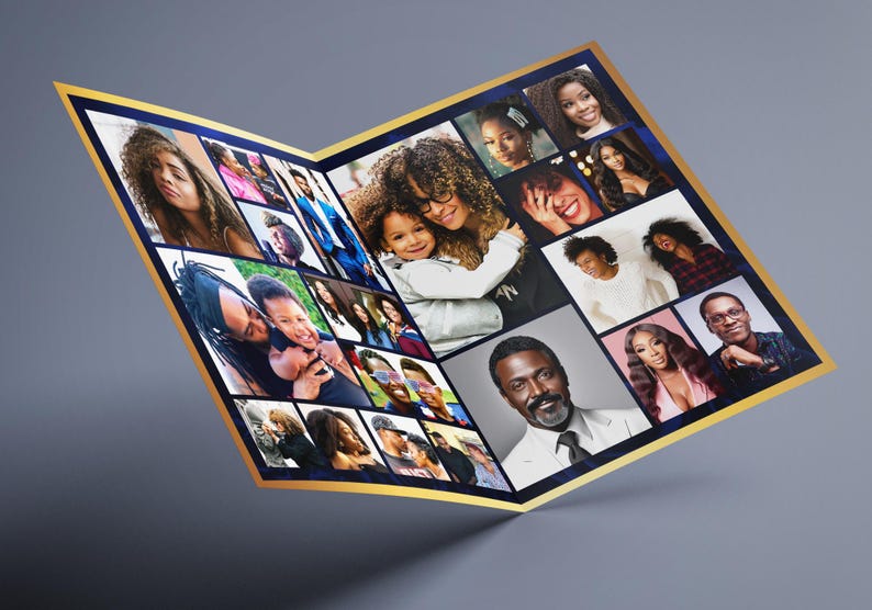 Blue Gold Funeral Program (8 Pages) Magazine Style Obituary | Memorial ...
