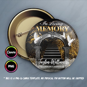 In Loving Memory Pin Button Canva Template, Memorial Button Pin ...