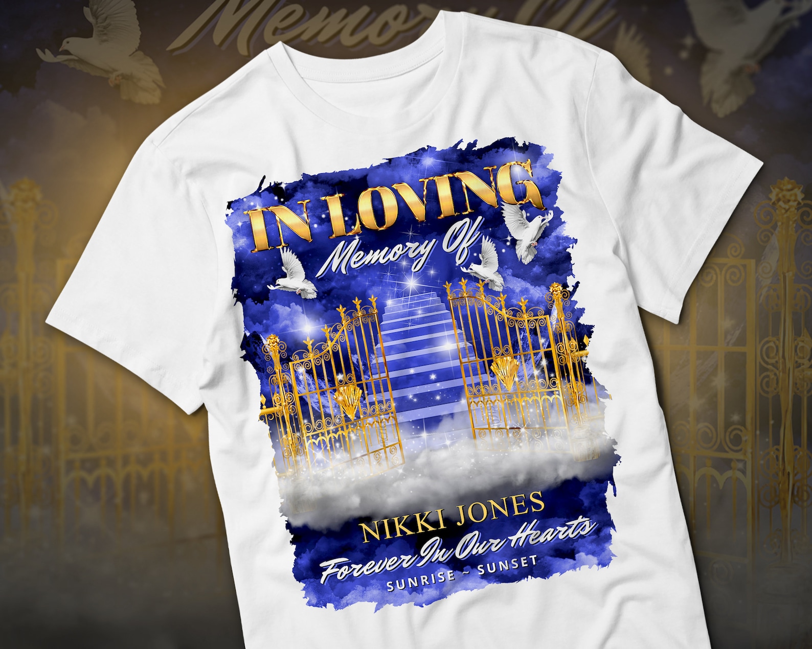 In Loving Memory PNG, Royal Blue Gold Stairway to Heaven's Gate ...