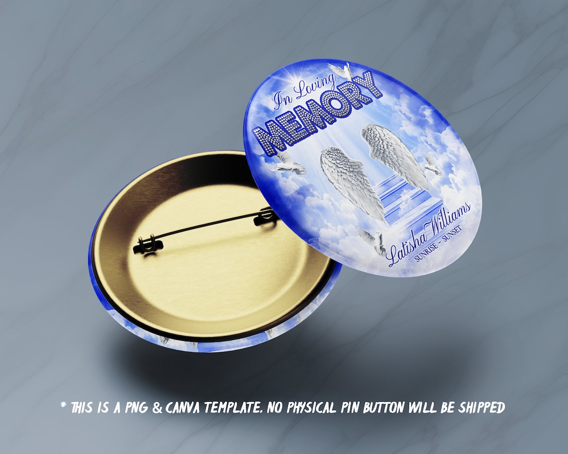 In Loving Memory Pin Button Canva Template Memorial Button - Etsy