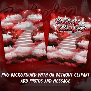 In Loving Memory PNG, Red Sky Heaven's Stairway Memorial Background for ...