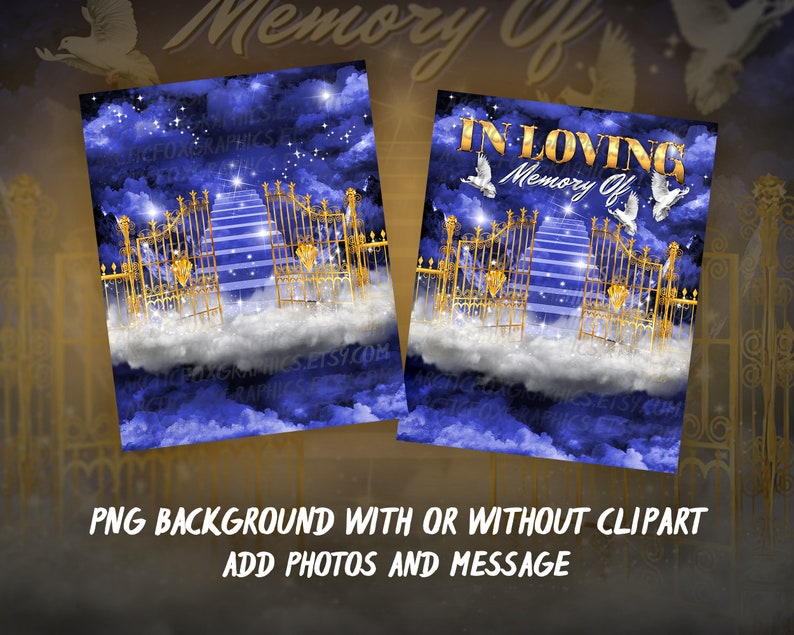 In Loving Memory PNG, Royal Blue Gold Stairway to Heaven's Gate ...