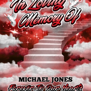 In Loving Memory PNG, Red Sky Heaven's Stairway Memorial Background for ...