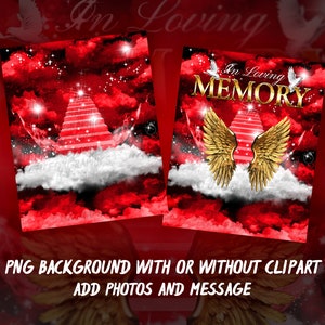 In Loving Memory PNG, Red Gold Heaven's Stairway Memorial Background ...