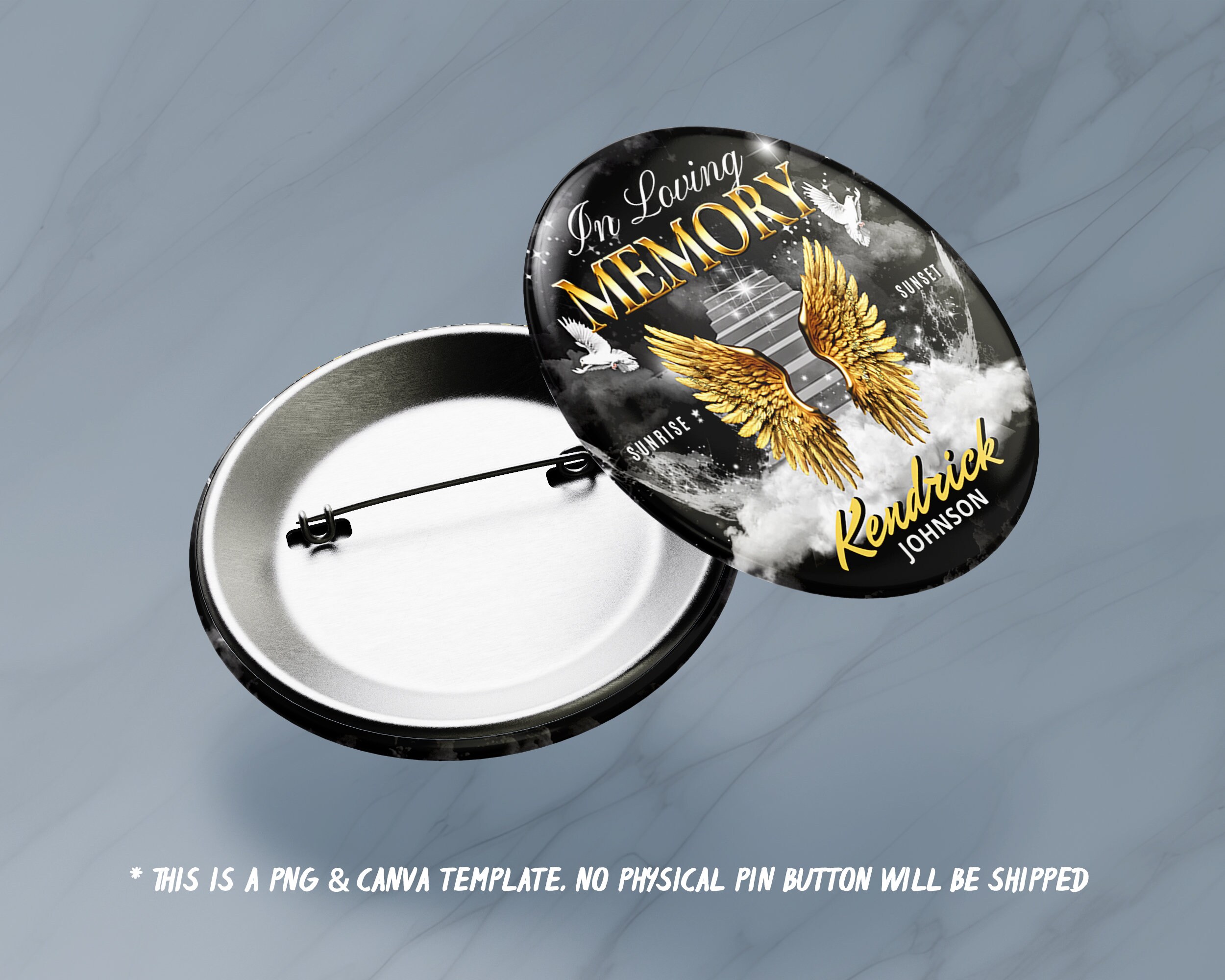 In Loving Memory Pin Button Canva Template, Memorial Button Pin ...