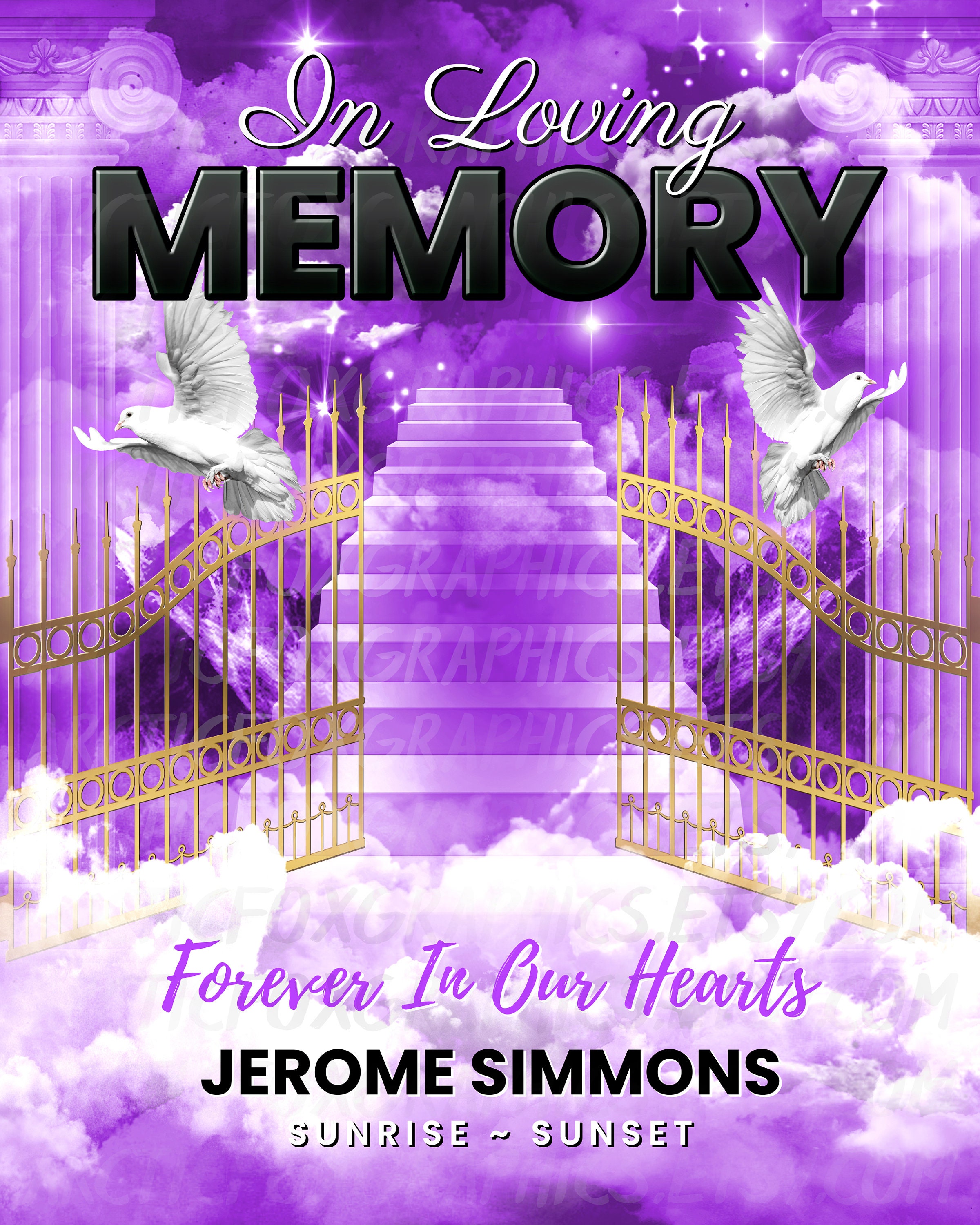 In Loving Memory PNG, Purple Sky Stairway to Heaven Memorial Background ...