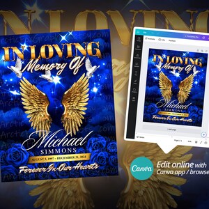 In Loving Memory PNG, Gold & Blue Cloudy Sky Memorial Background for ...
