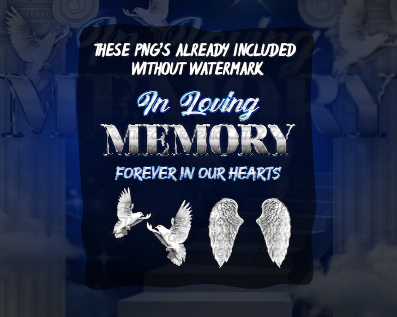In Loving Memory PNG, Silver Royal Blue Sky Heaven's Stairway Memorial ...