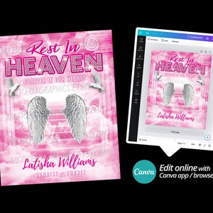 Rest in Heaven PNG, Pink Sky Stairway to Heaven Memorial Background for ...
