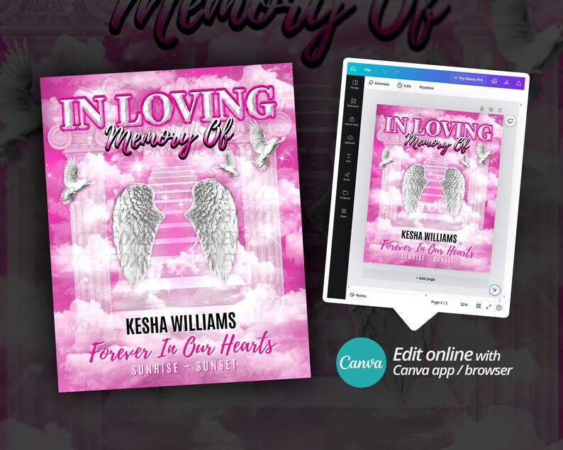 In Loving Memory PNG, Pink Sky Heaven Stairway Memorial Background for ...