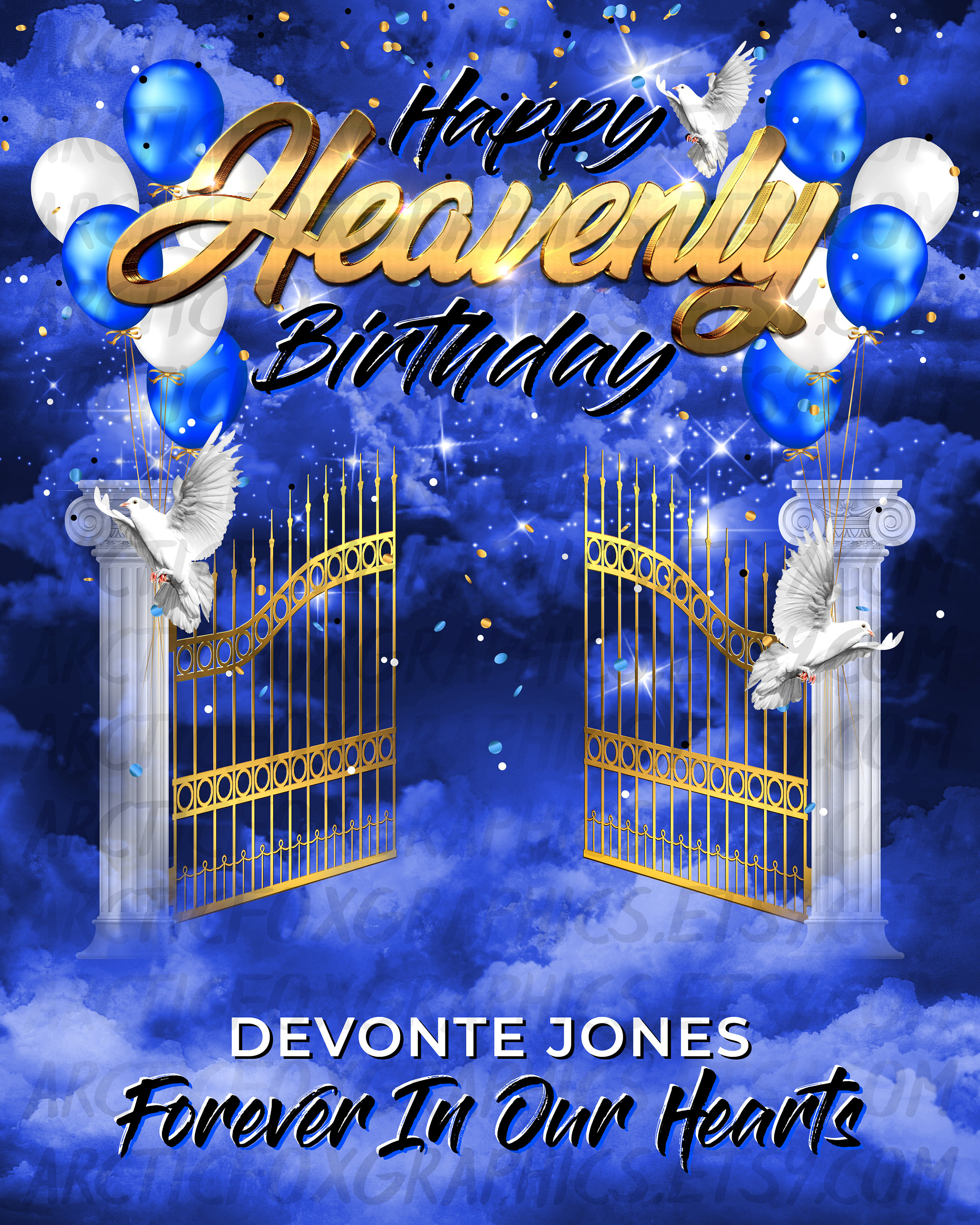 Happy Heavenly Birthday PNG, Blue Sky Heavens Gate Memorial Background ...