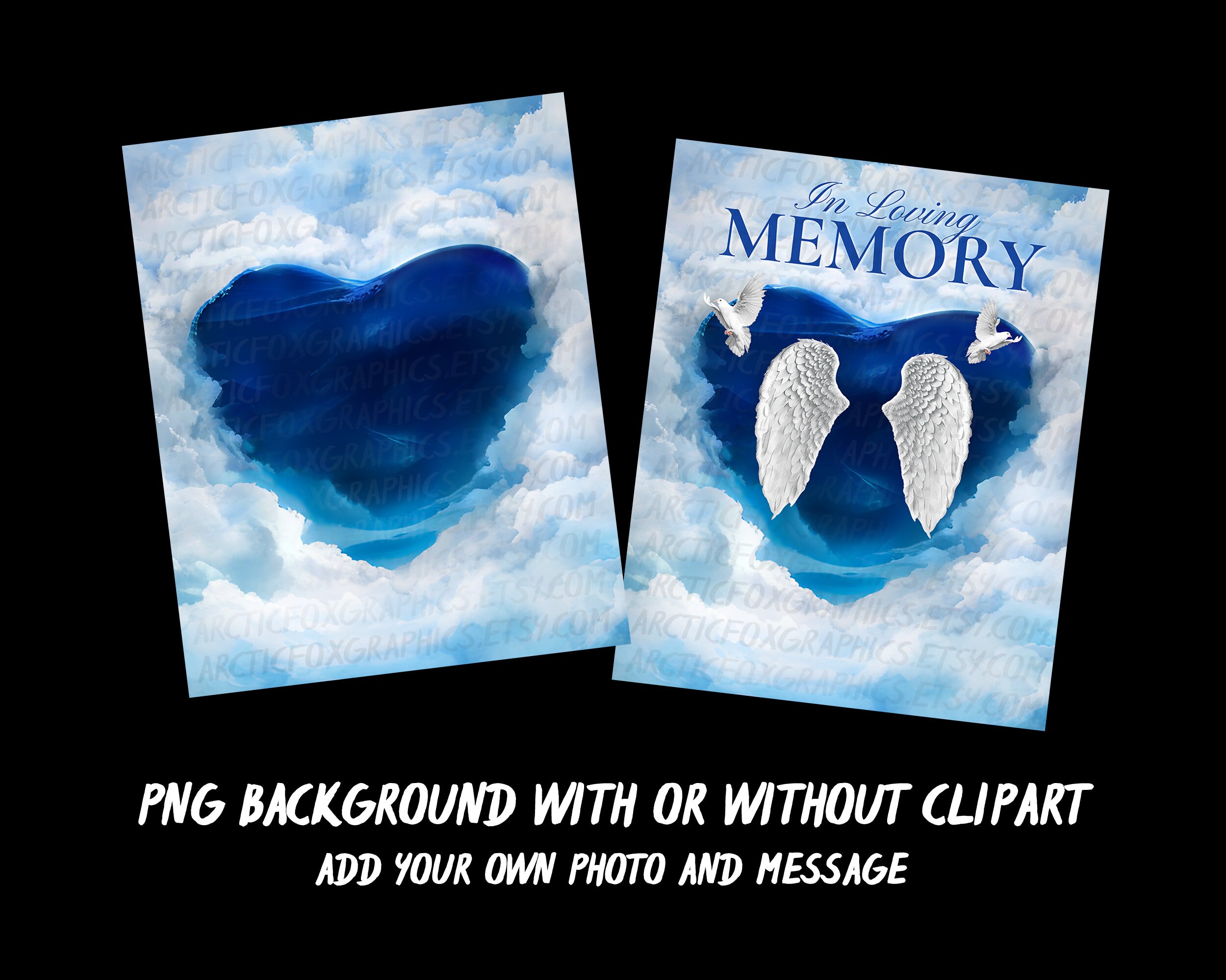 In Loving Memory PNG Blue Cloud Heart and Heaven Memorial - Etsy