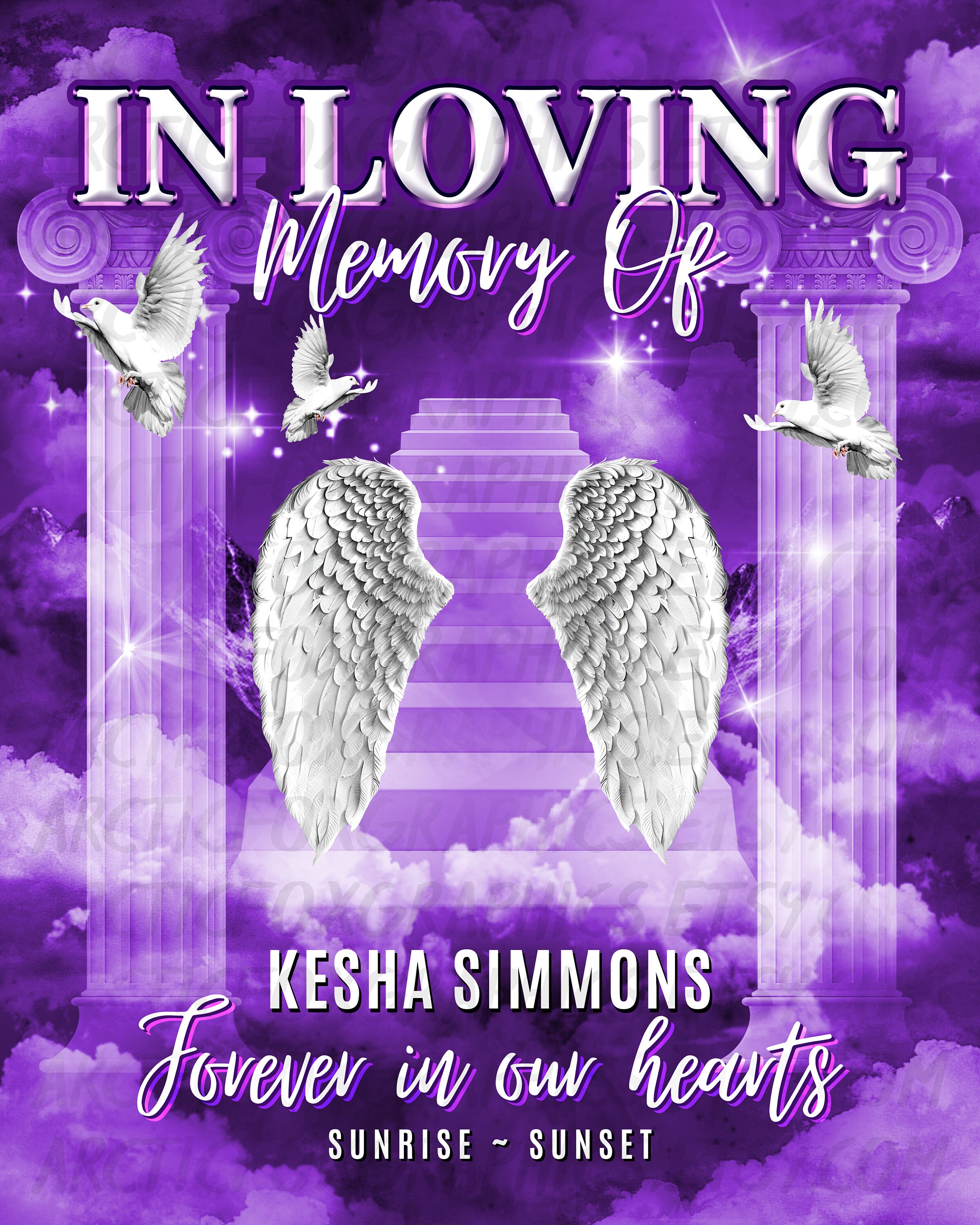 In Loving Memory PNG Purple Sky Heaven Stairway Memorial - Etsy