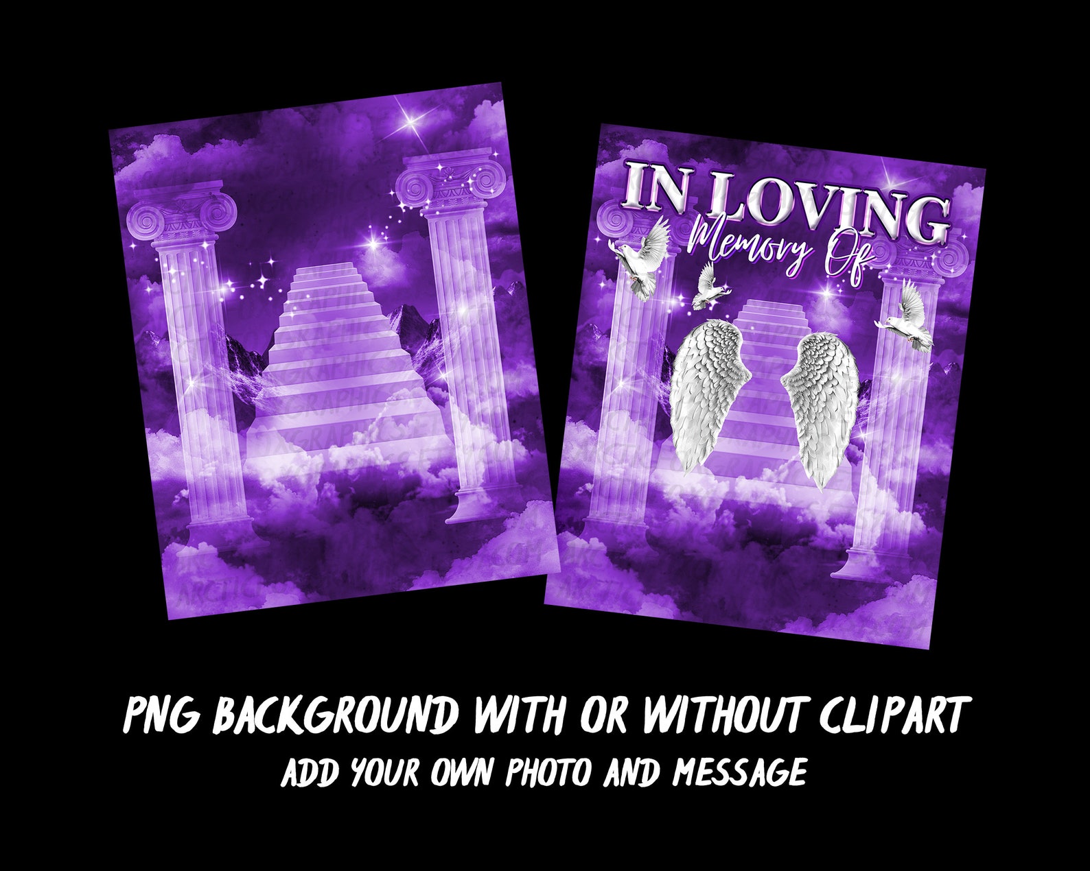 In Loving Memory PNG, Purple Sky Heaven Stairway Memorial Background ...