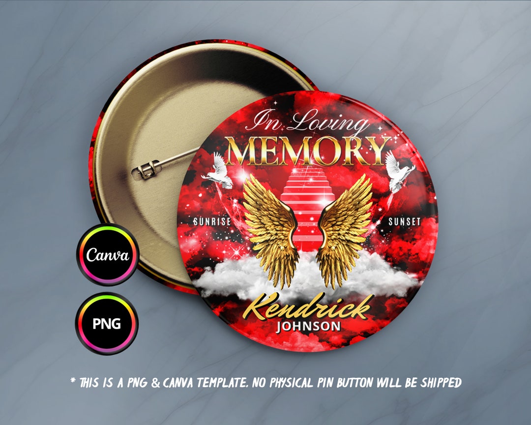 In Loving Memory Pin Button PNG, Gold and Red Cloudy Stairway to Heaven ...