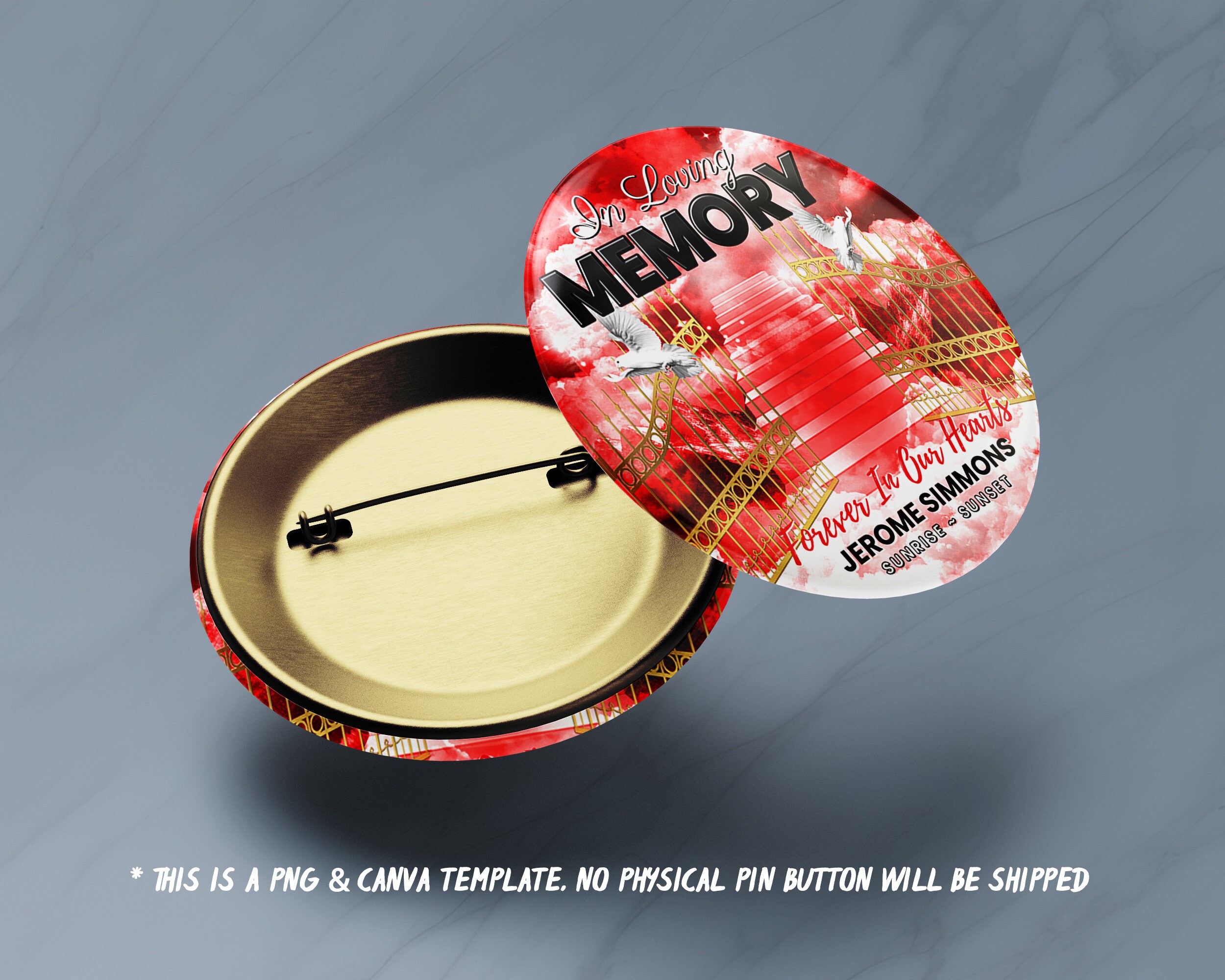 In Loving Memory Pin Button Canva Template Memorial Button - Etsy