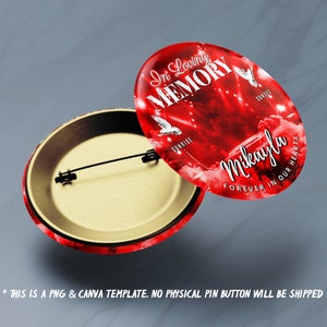 In Loving Memory Pin Button PNG, Red Cloudy Sky Heaven Button Pin ...