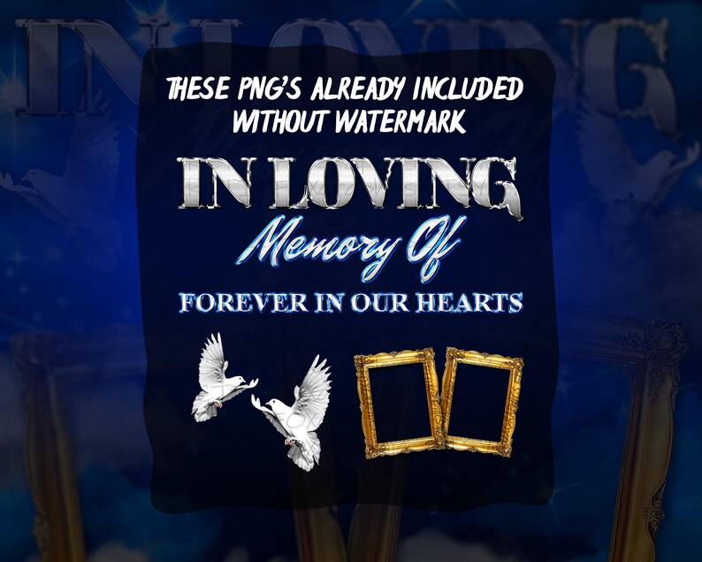In Loving Memory PNG, Gold Silver Blue Sky Heaven Memorial Background ...