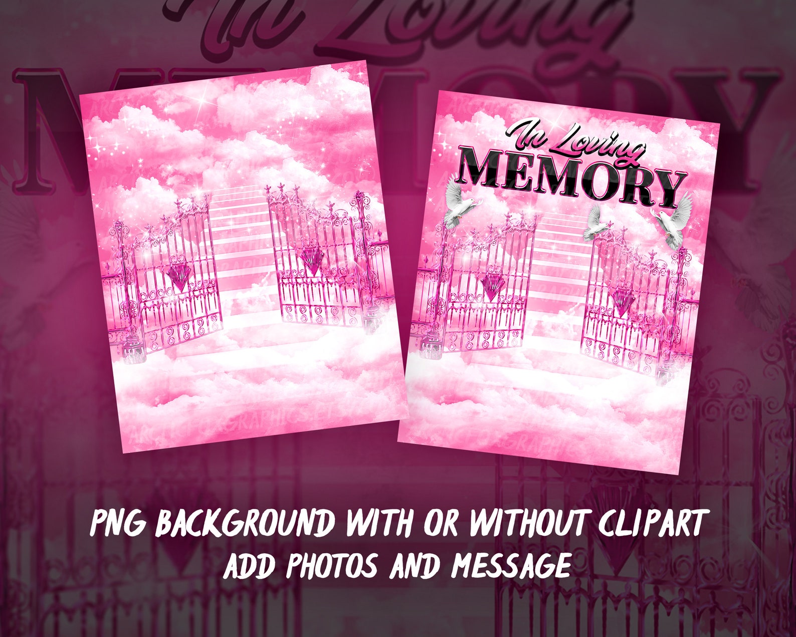 In Loving Memory PNG, Pink Sky Heaven's Gate Memorial Background for ...
