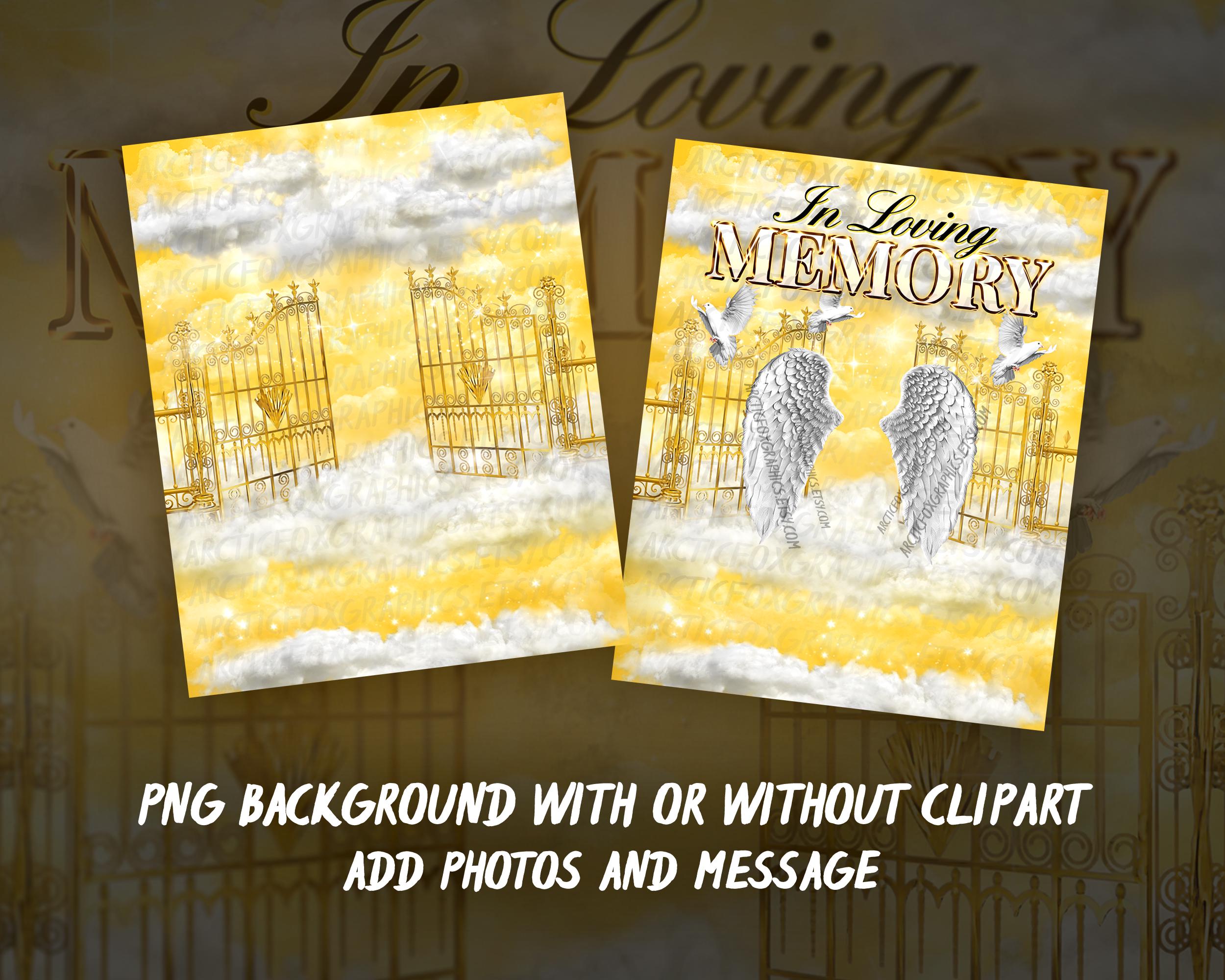 In Loving Memory PNG, Yellow Cloudy Sky Heaven's Gate Memorial ...