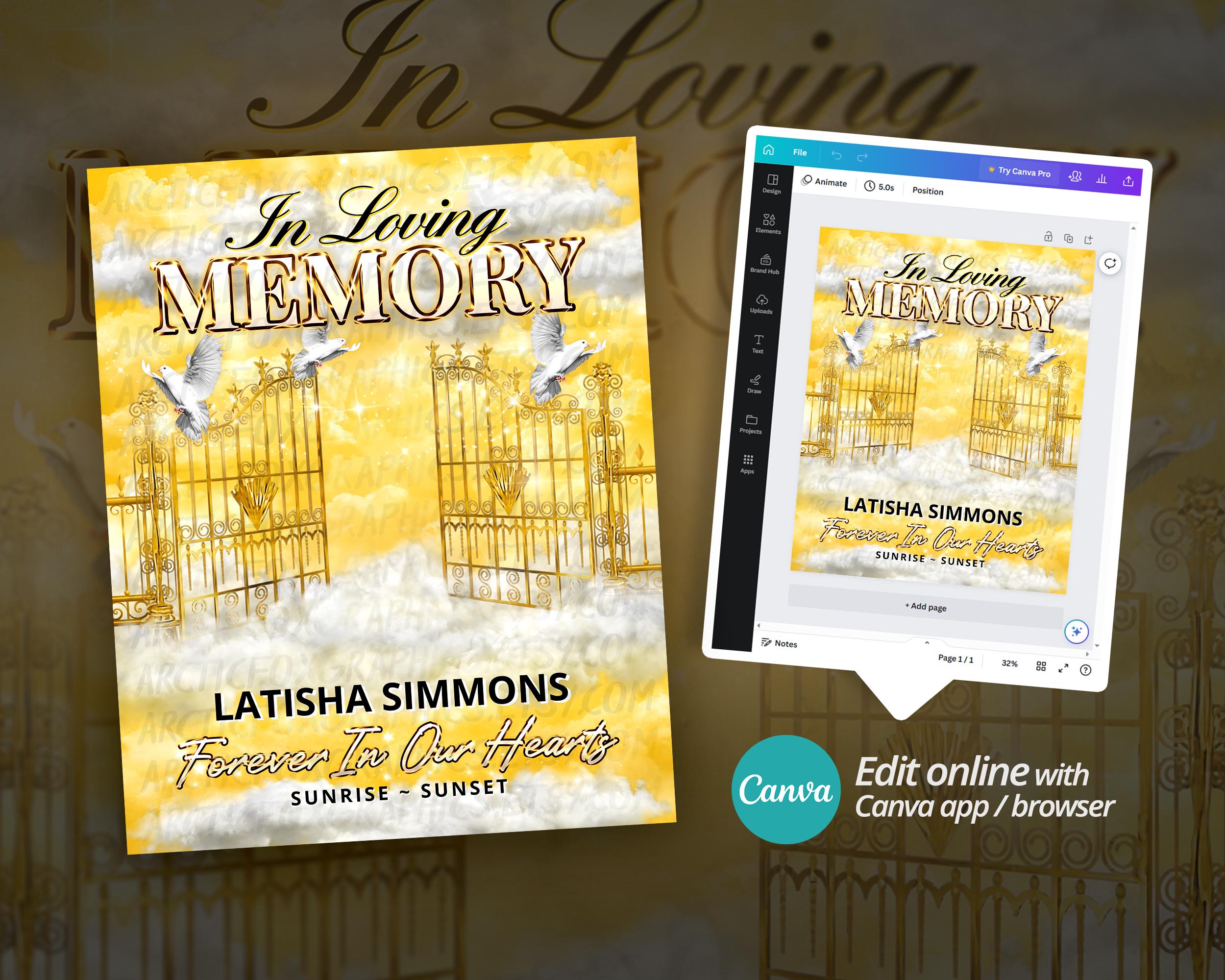 In Loving Memory PNG, Yellow Cloudy Sky Heaven's Gate Memorial ...