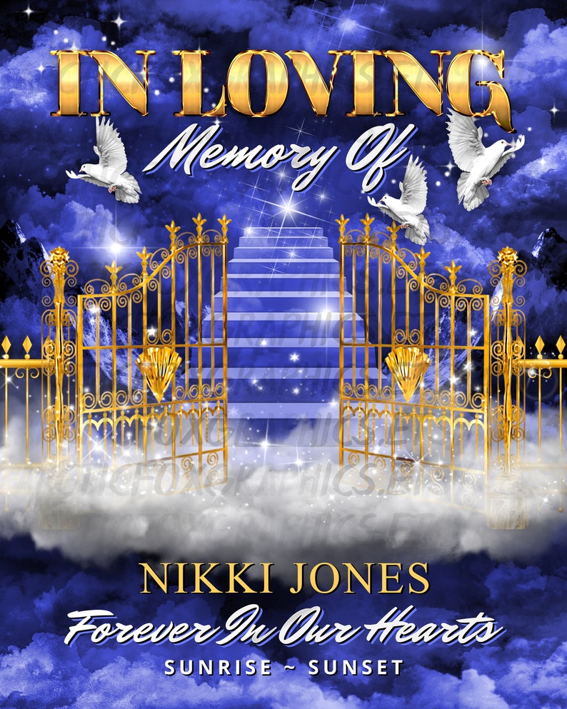 In Loving Memory PNG, Royal Blue Gold Stairway to Heaven's Gate ...