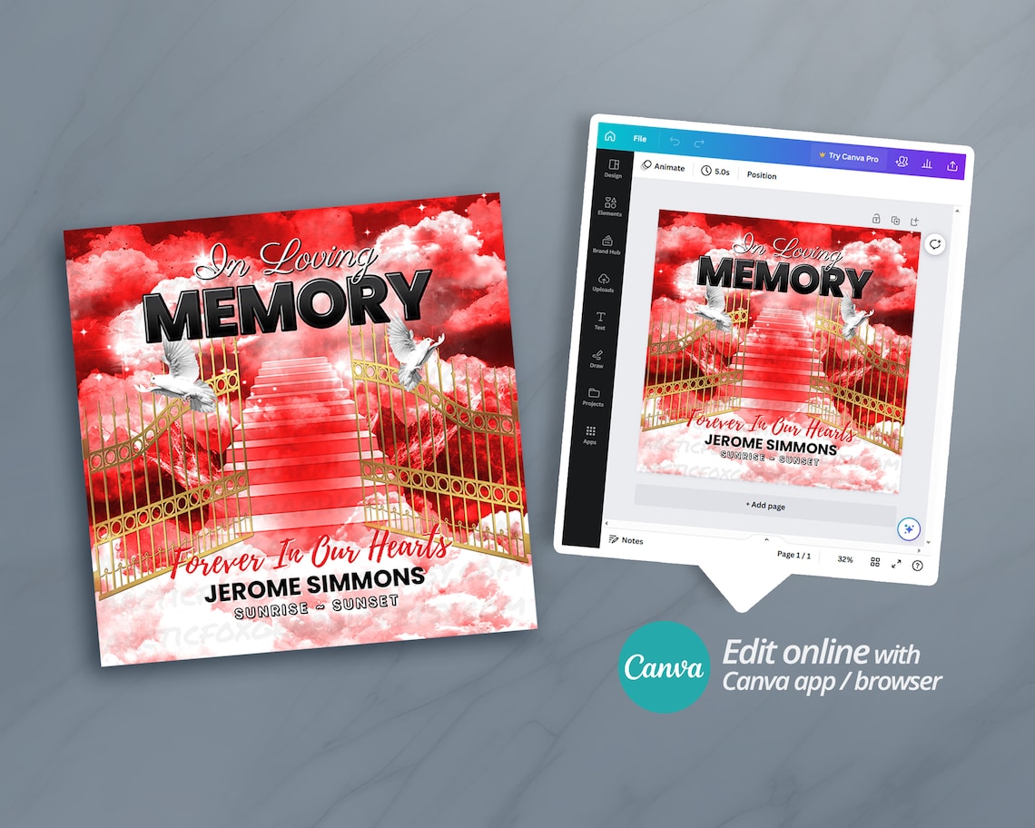 In Loving Memory Pin Button Canva Template Memorial Button - Etsy