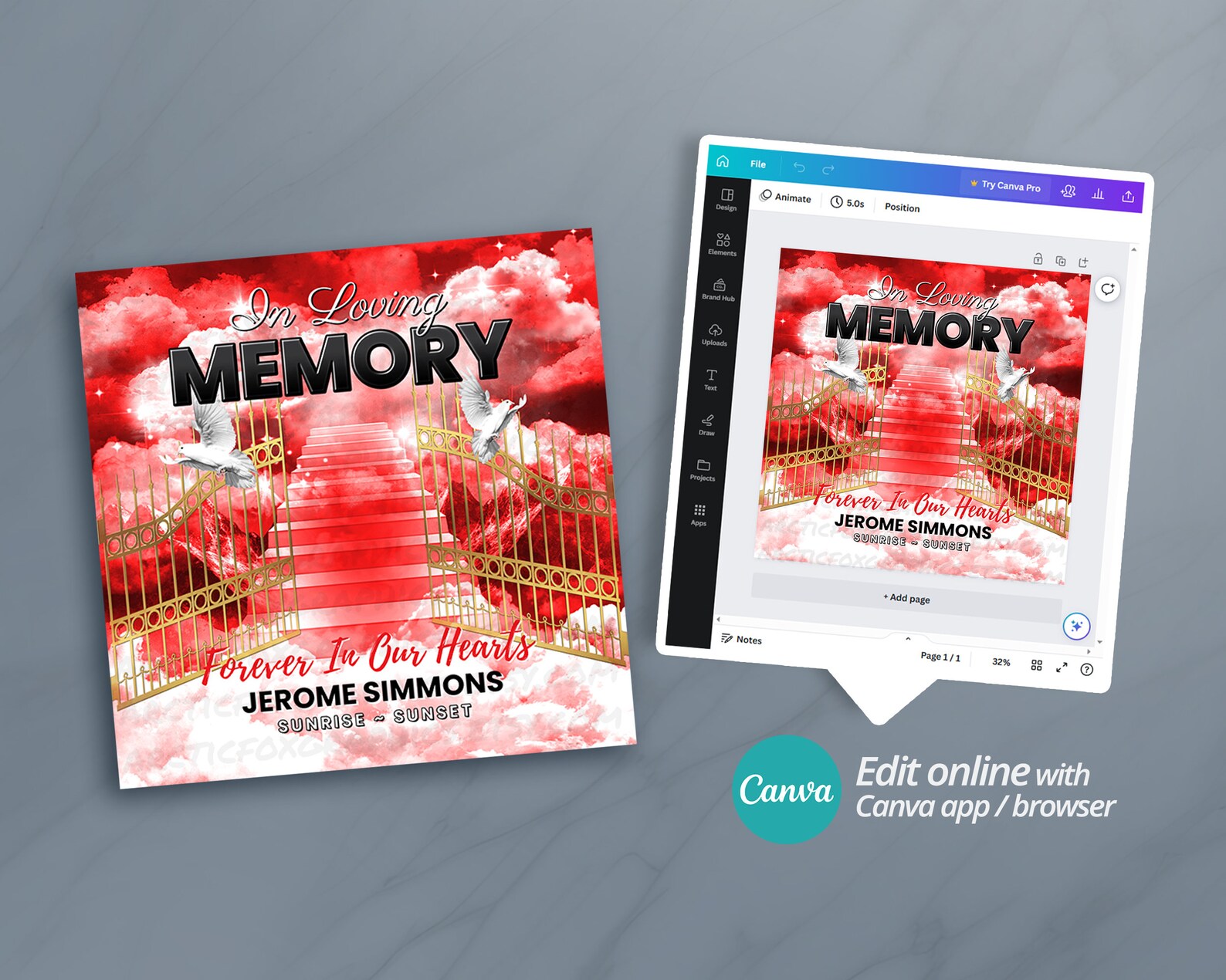 In Loving Memory Pin Button Canva Template Memorial Button - Etsy