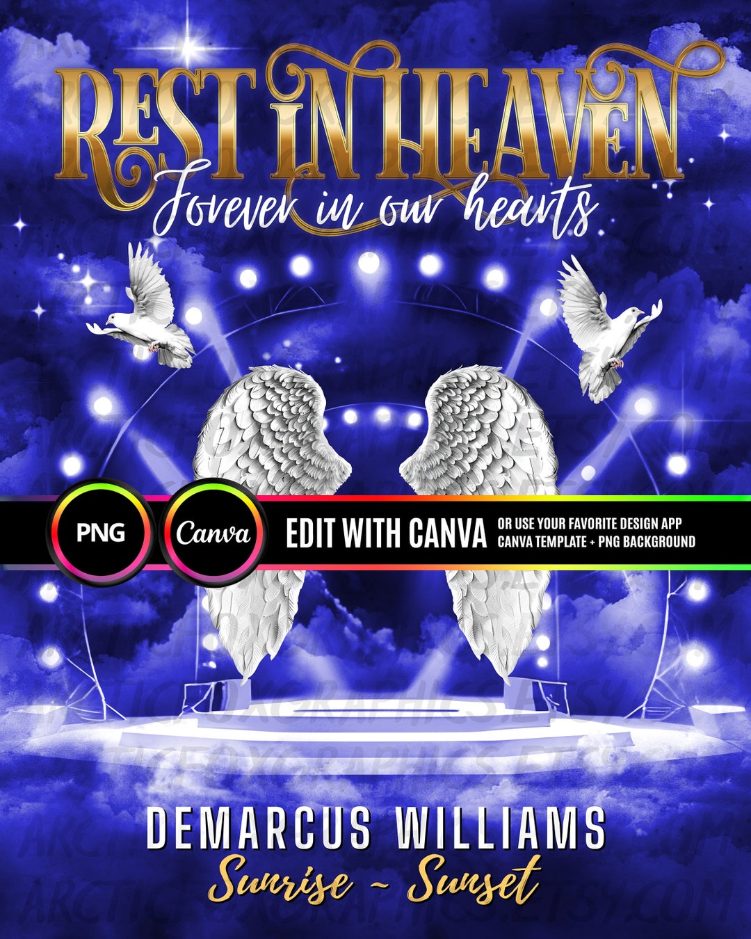 Rest in Heaven PNG, Royal Blue Sky Heaven Stage Memorial Background for ...