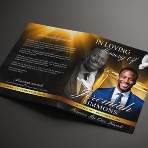 Black & Gold Funeral Program (8 Pages) in Loving Memory Obituary ...